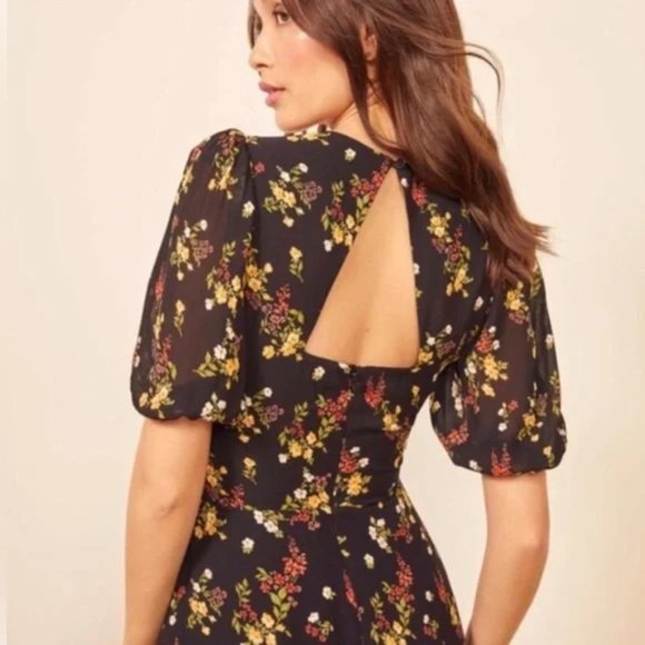 Reformation | Dresses | Nwt Reformation Vionette Open Back Floral Puff ...